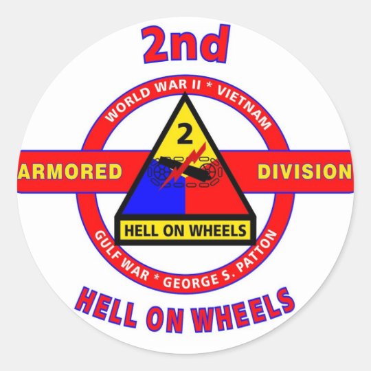 2ND ARMORED DIVISION "HELL ON WHEELS" CLASSIC ROUND STICKER | Zazzle.com