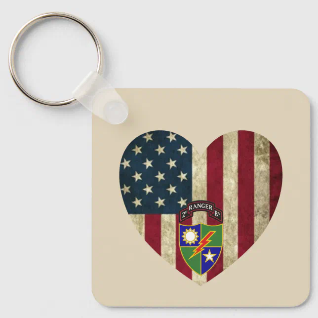 2nd Battalion 75th Ranger Reg American Heart Flag Keychain | Zazzle