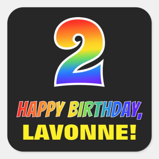 2nd Birthday: Bold, Fun, Simple, Rainbow 2 Square Sticker | Zazzle