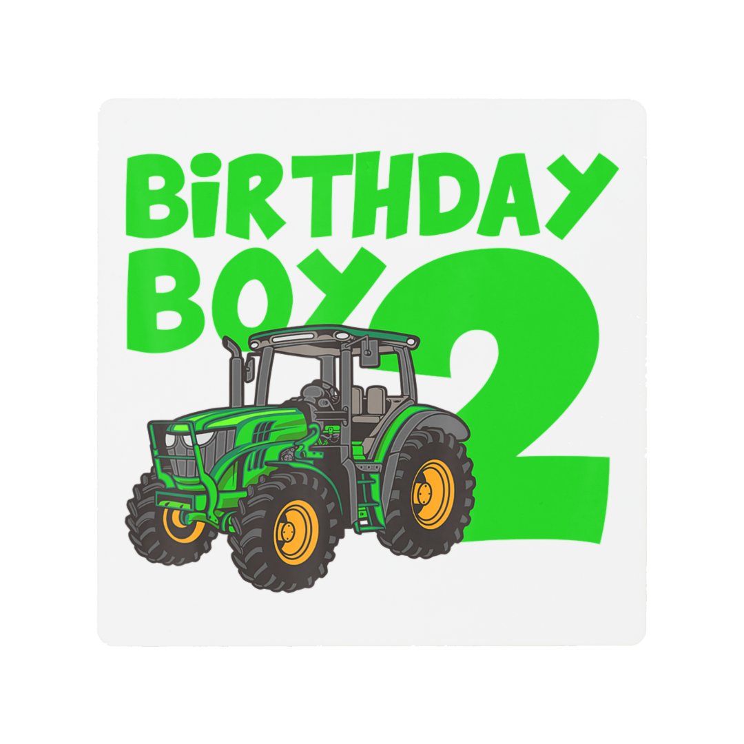 2nd Birthday Boy Tractor Farm 2 Year Old Birthday Metal Print | Zazzle