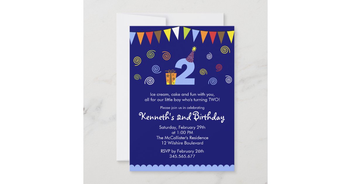 2nd Birthday Boy's Cute Party Invitation | Zazzle