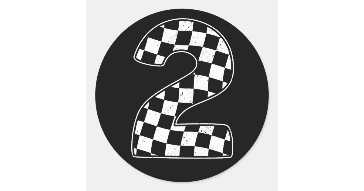 2nd Birthday Checkered Number 2 Car Racing Flag Classic Round Sticker ...