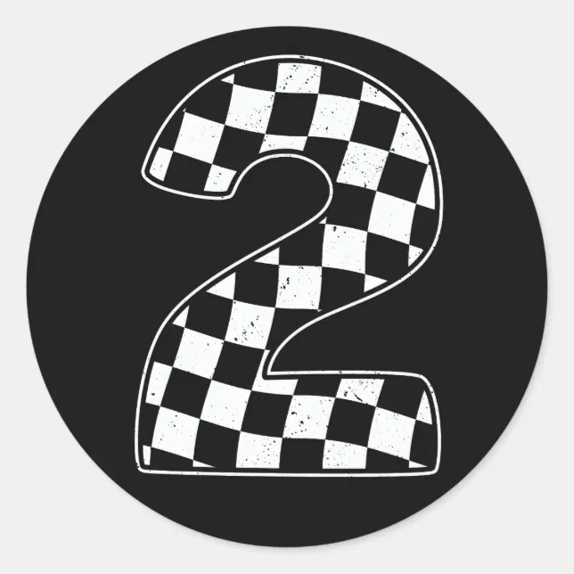 2nd Birthday Checkered Number 2 Car Racing Flag Classic Round Sticker ...