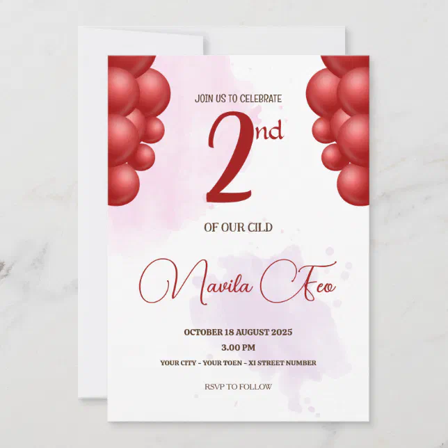 2nd birthday invitation | Zazzle