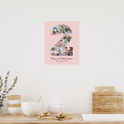 2nd Birthday Number 2 Photo Collage Custom Picture Poster | Zazzle