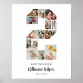 2nd Birthday Number 2 Photo Collage Custom Picture Poster | Zazzle