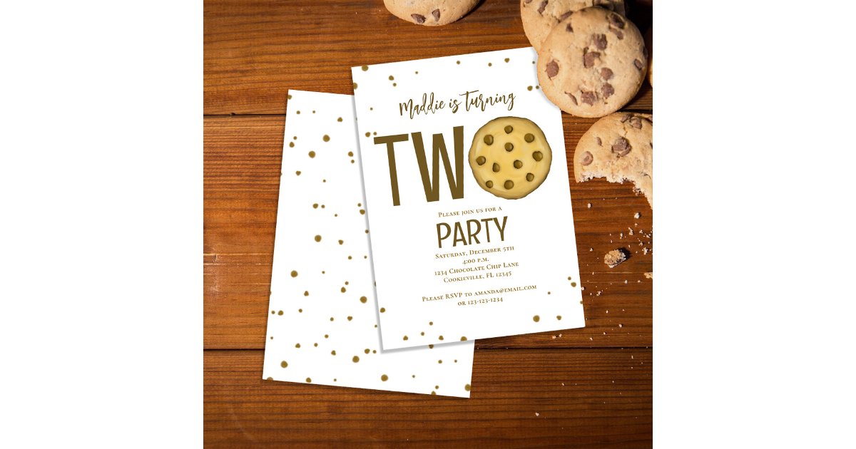 2nd Birthday Party Cute Cookie Invitation | Zazzle