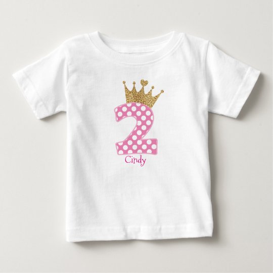 2nd Birthday|Polka Dots|Glitter-Print Crown Baby T-Shirt | Zazzle.com