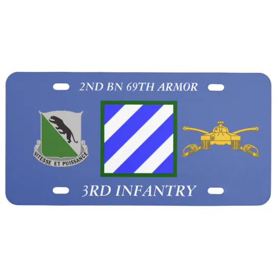 2ND BN 69TH ARMOR 3RD INFANTRY DIVISION LICENSE PLATE | Zazzle.com