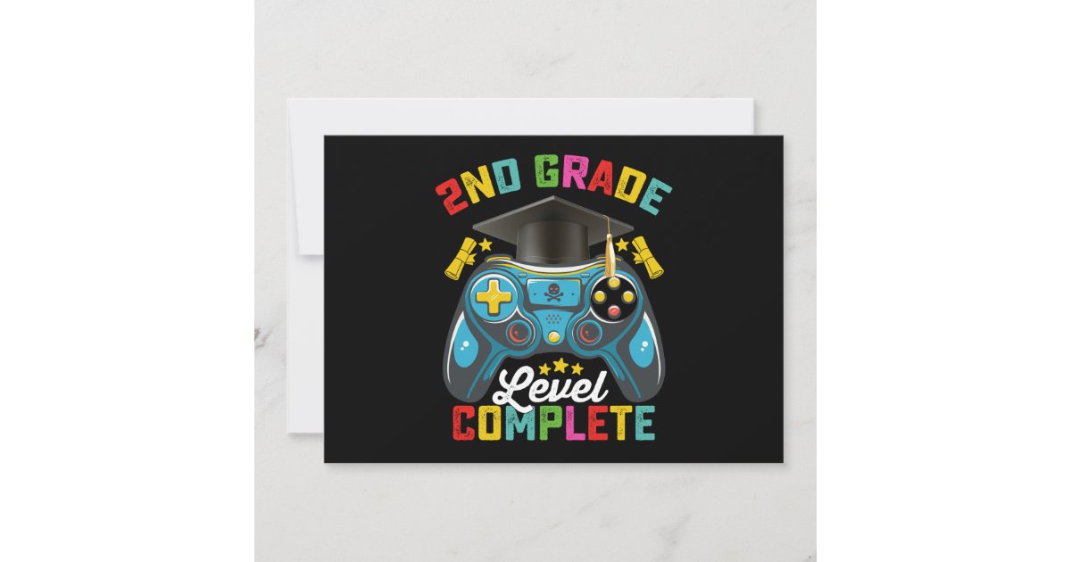 2nd Grade Level Complete Graduation Gaming Gamer Invitation | Zazzle