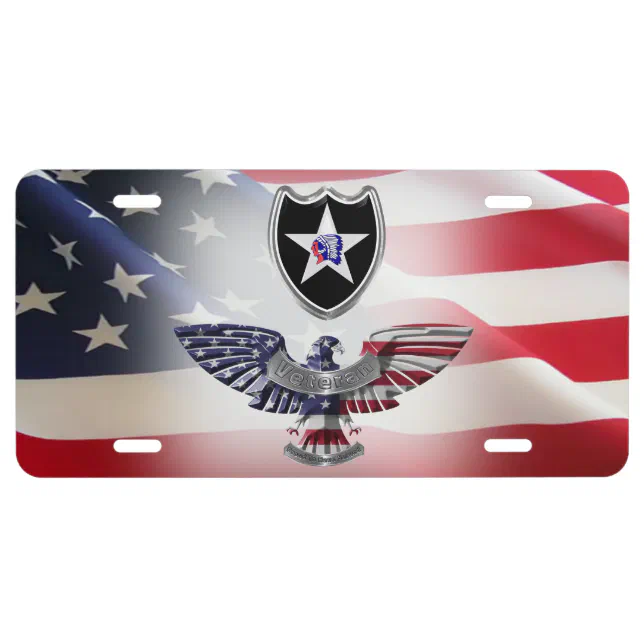2nd Infantry Division Eagle American Flag License Plate | Zazzle