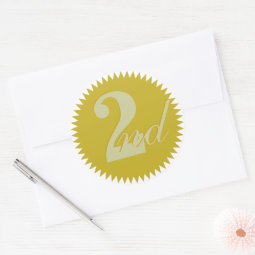 2nd Second Prize Golden Seal Stickers | Zazzle