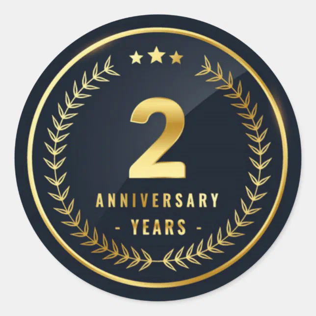 2nd Year anniversary Classic Round Sticker | Zazzle