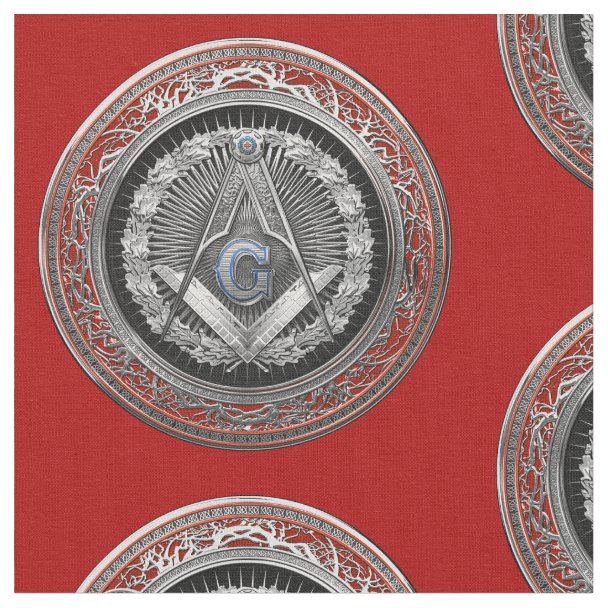 [300] Master Mason - Gold Square & Compasses Fabric | Zazzle