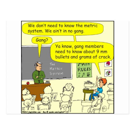 303 metric system math cartoon postcard | Zazzle