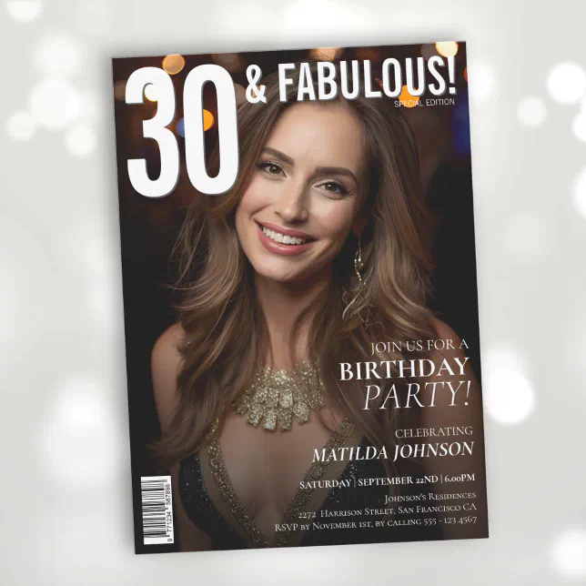 30 and Fabulous Magazine Cover 30th Birthday Invitation | Zazzle