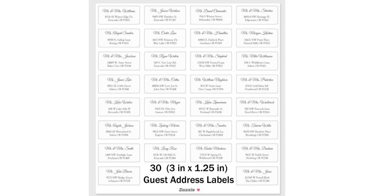 30 Elegant Wedding Guest Address Labels | Zazzle