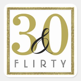 30 & Flirty 30th Birthday Party Square Sticker | Zazzle