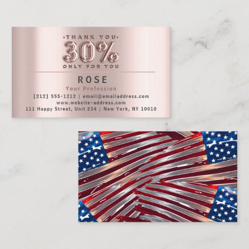 30% Off Discount Logo Thank Rose US American Flag Appointment Card | Zazzle