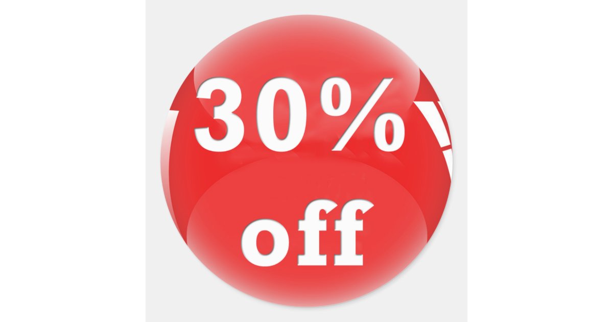 30% Off (Percent) Round Glossy Sticker | Zazzle