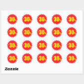 30 percent sale discount stickers, white and red classic round sticker ...