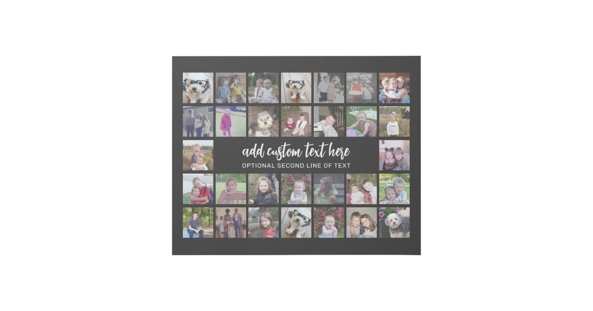 30 Photo Collage Grid - 2 Text boxes - black white Gallery Wrap | Zazzle