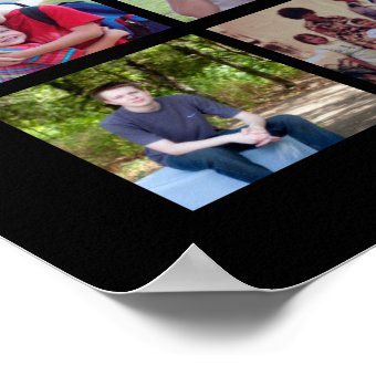 30 Photo Collage Grid - 2 Text boxes - black white Poster | Zazzle