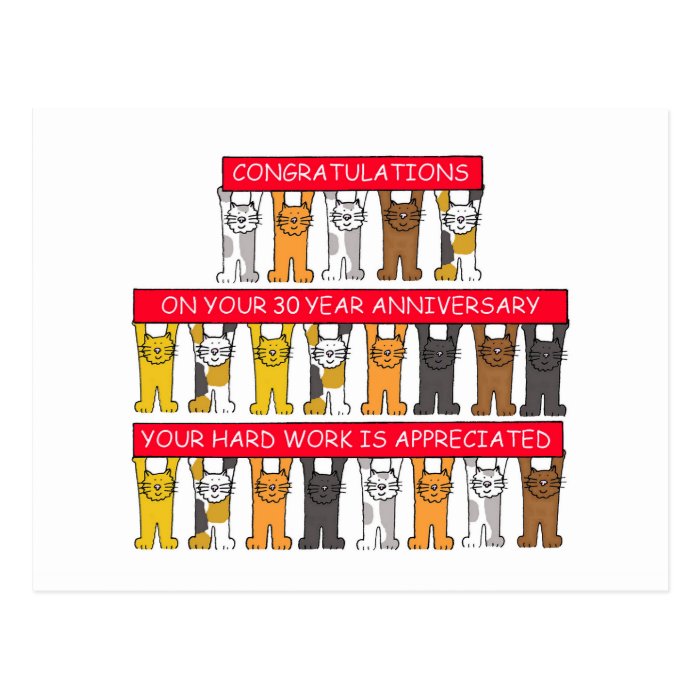 30 Year Work Anniversary Congratulations Postcard Zazzle