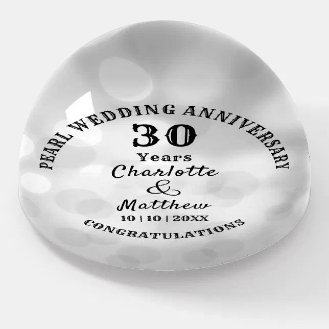 30th Anniversary Pearl Wedding Gift Personalized Paperweight | Zazzle