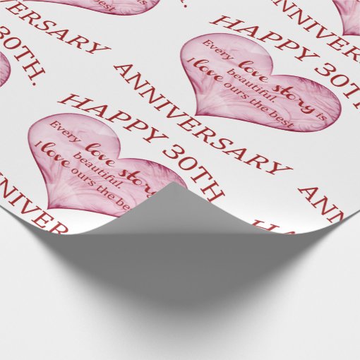 30th. Anniversary Wrapping Paper | Zazzle