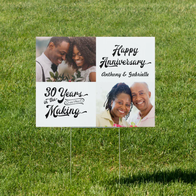 30th Anniversary Years in the Making Photo Sign | Zazzle