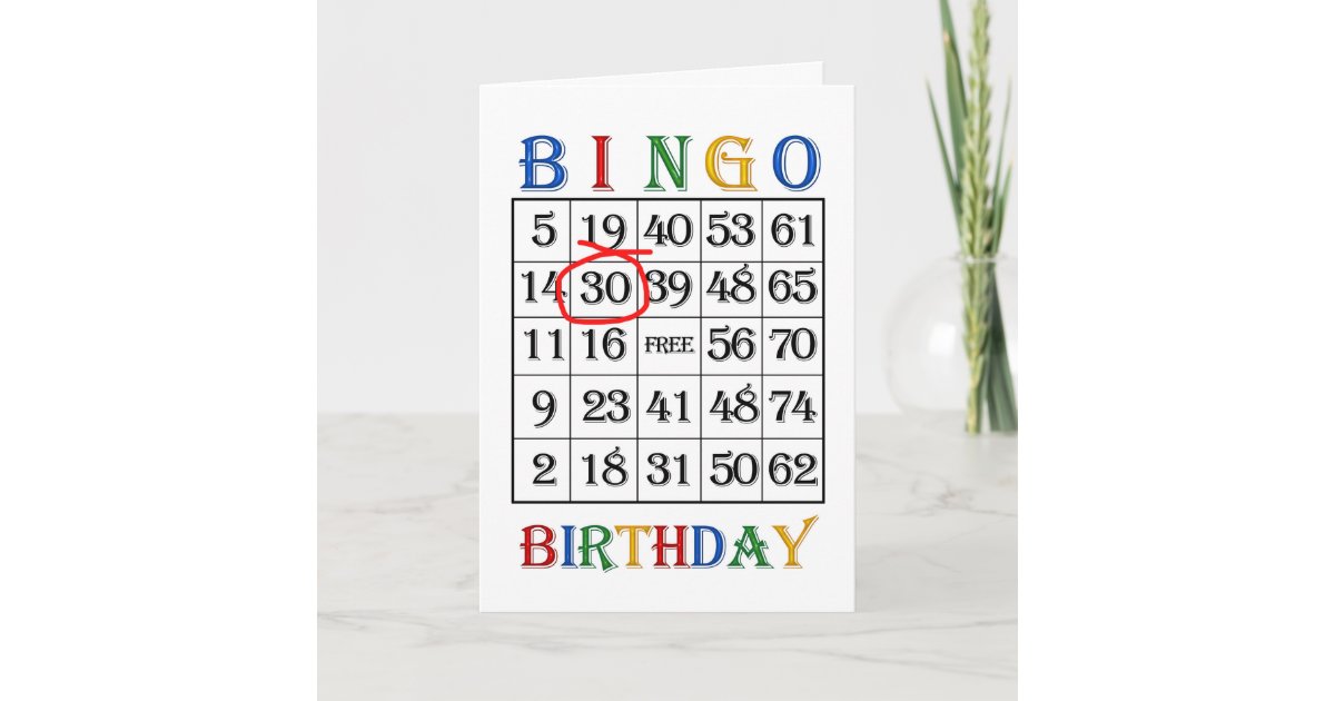 30th Birthday Bingo card | Zazzle