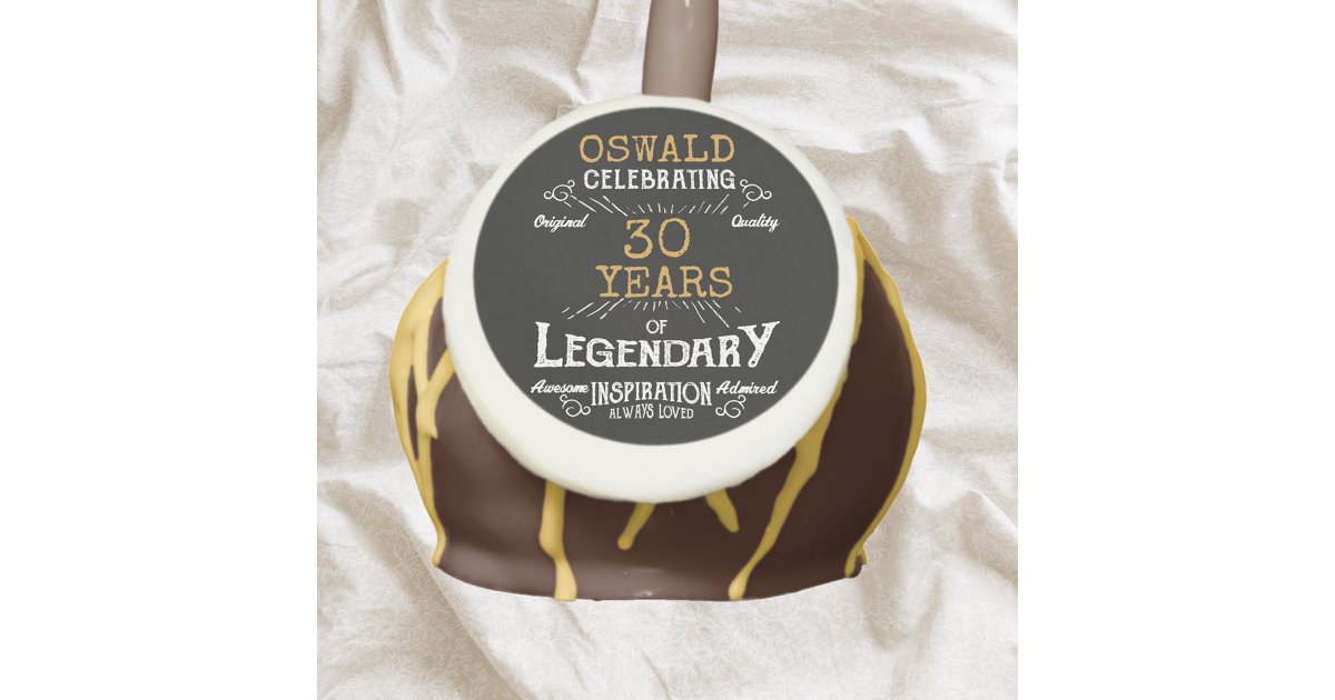 30th Birthday Black Gold Legendary Retro Cake Pops | Zazzle