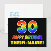 30th Birthday: Bold, Fun, Simple, Rainbow 30 Postcard | Zazzle