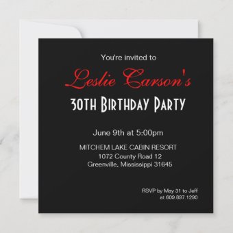 30th Birthday Cocktail Party red Invitation | Zazzle