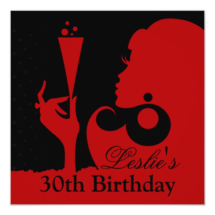 30th Birthday Cocktail Party red Invitation | Zazzle.com