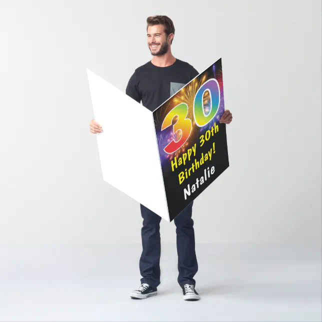 30th Birthday Colorful Rainbow Extra Large Jumbo Card | Zazzle