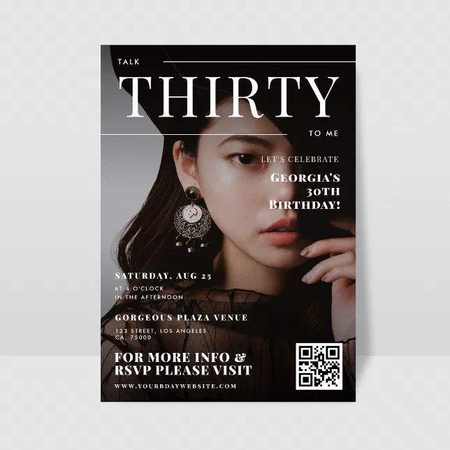 30th Birthday Custom Photo Magazine Cover Unique Invitation | Zazzle