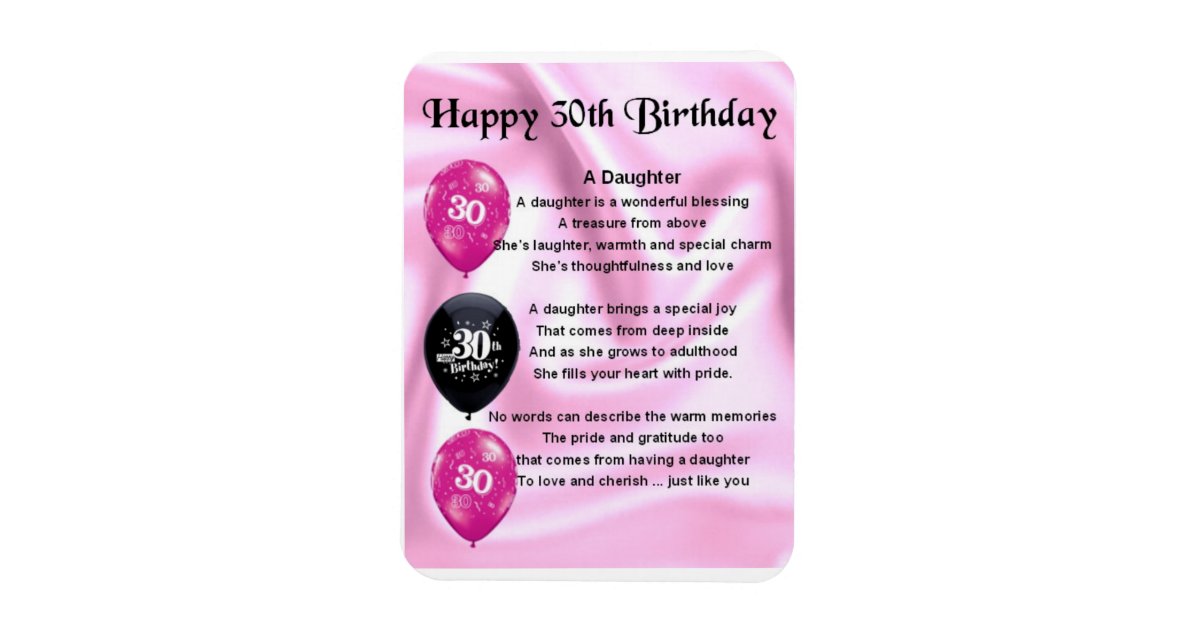 30th Birthday Daughter poem magnet | Zazzle