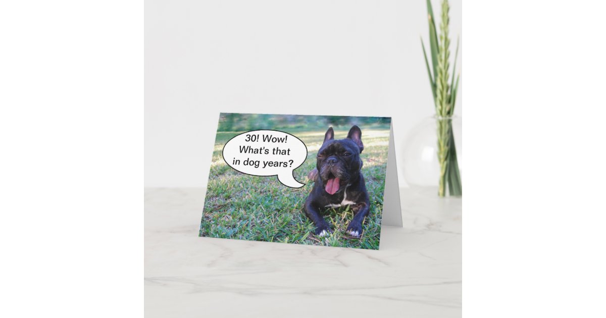 30th Birthday Dog Years French Bulldog Card | Zazzle