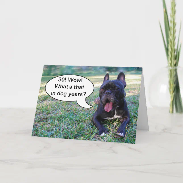30th Birthday Dog Years French Bulldog Card | Zazzle