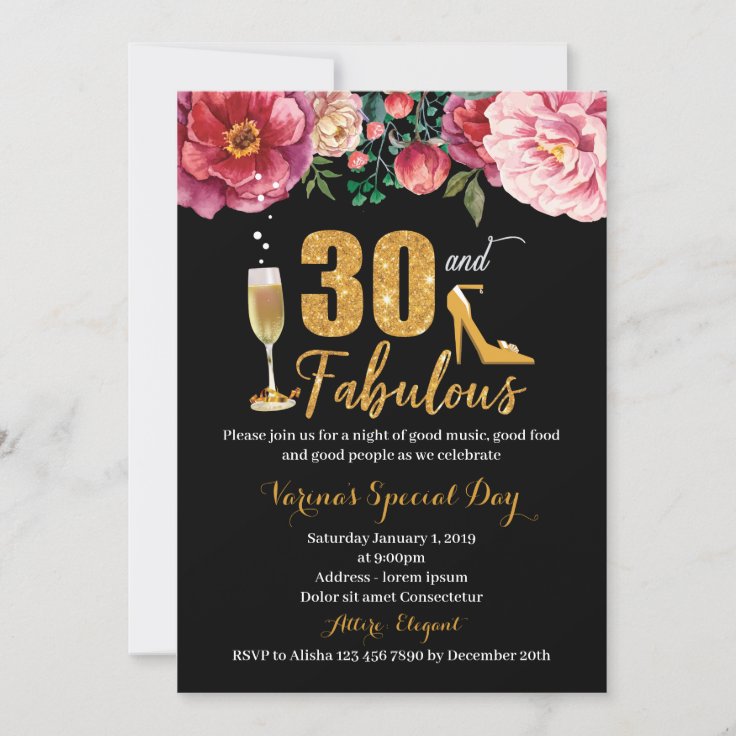 30th Birthday Invitation for Women | Zazzle