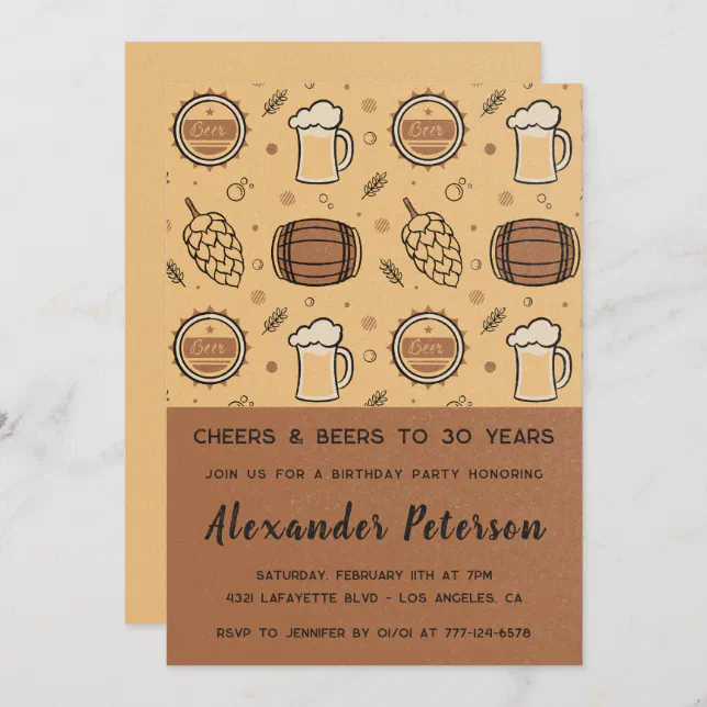 30th birthday invitations Beer Rustic Men | Zazzle