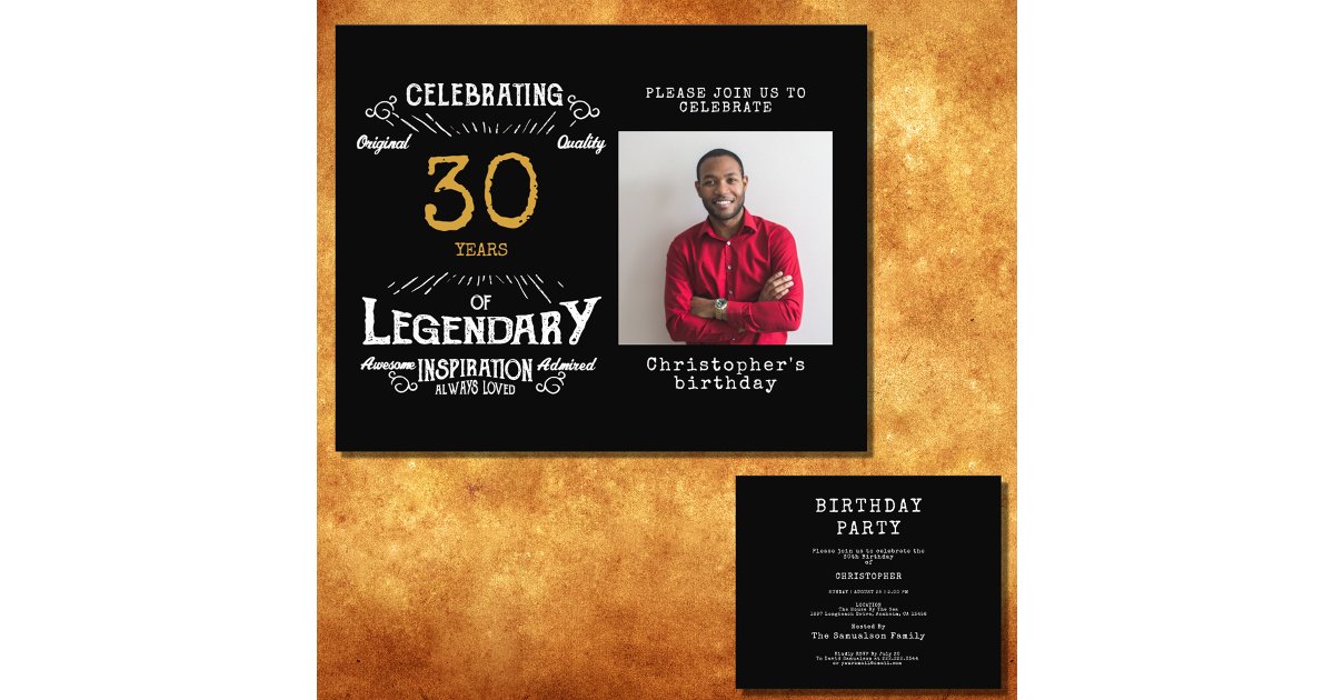 30th Birthday Legendary Black Gold Retro Flyer | Zazzle
