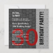 30th Birthday Modern Red Silver Black D418 Invitation | Zazzle