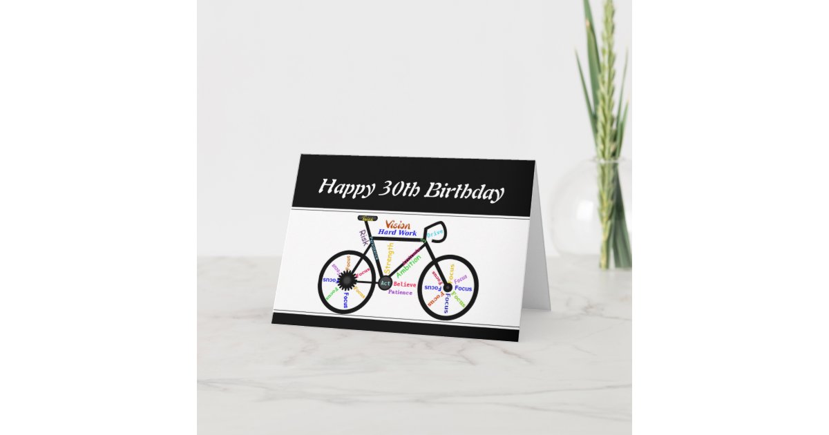 30th Birthday Motivational Bike Bicycle Cycling Card | Zazzle