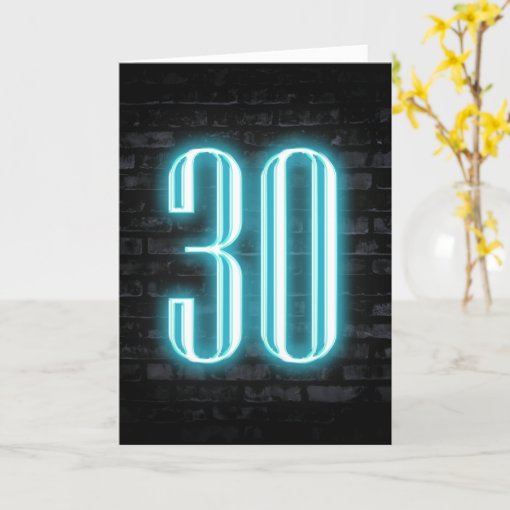 30th Birthday Neon Sign on Brick Card | Zazzle