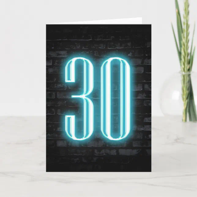 30th Birthday Neon Sign on Brick Card | Zazzle