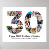 30th Birthday Number 30 Photo Collage Anniversary Poster | Zazzle