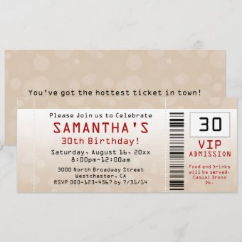 30th Birthday Party Invitation Sand Ticket | Zazzle